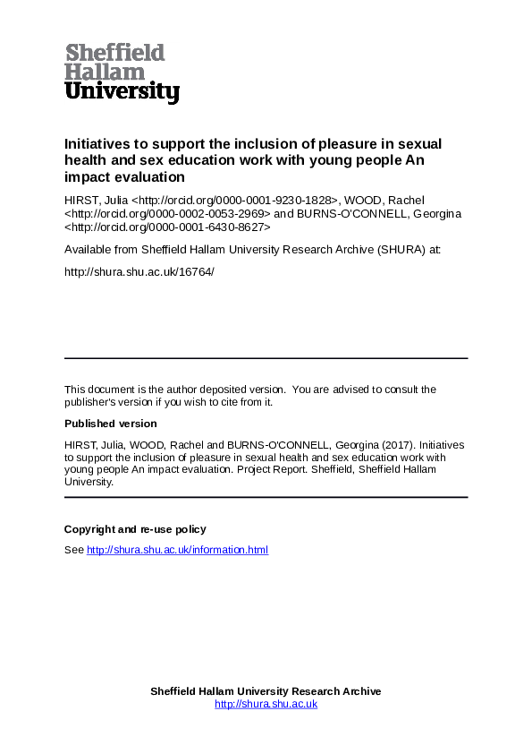 (PDF) Initiatives to support the inclusion of pleasure in sexual health ...