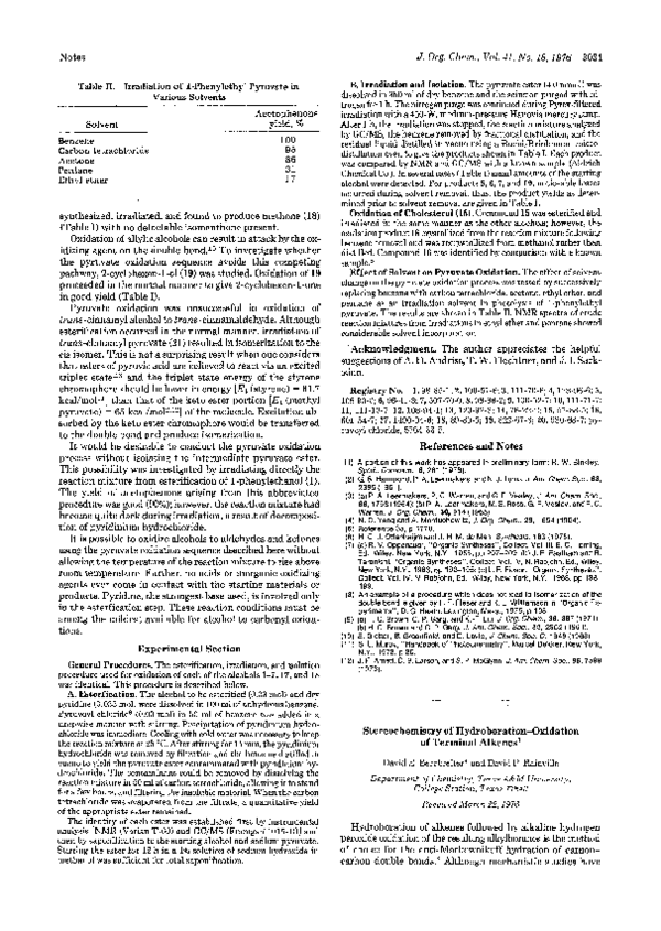 (PDF) Stereochemistry of hydroboration-oxidation of terminal alkenes