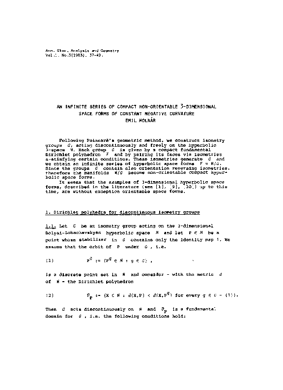 (PDF) An infinite series of compact non-orientable 3-dimensional space ...
