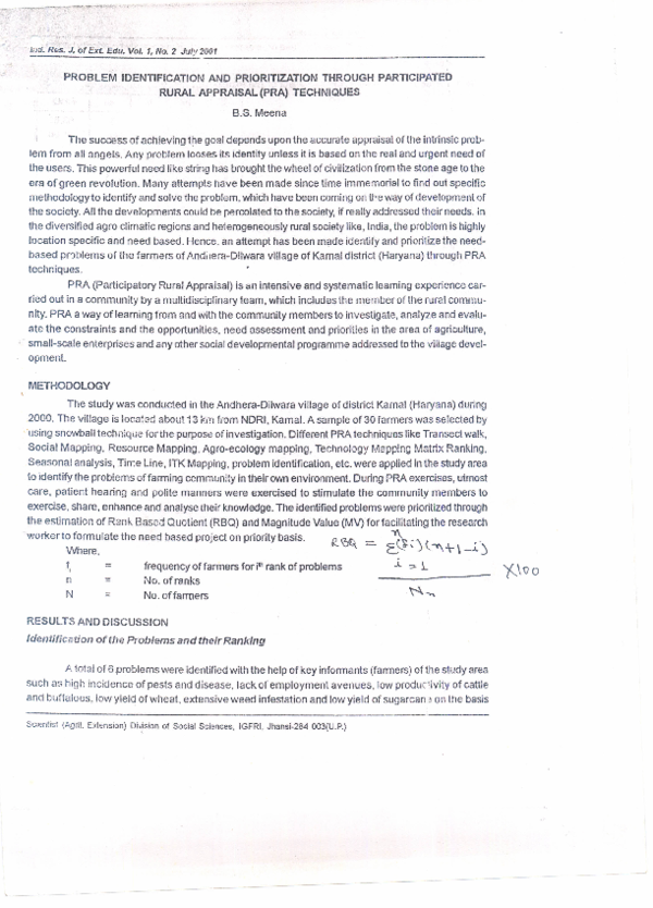 (PDF) PROBLEM IDENTIFiCATION AND PRIORITIZATION THROUGH PARTICIPATED ...