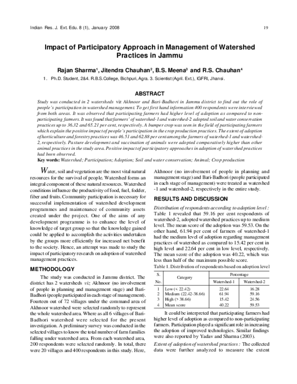 (PDF) Impact of Participatory Approach in Management of Watershed ...