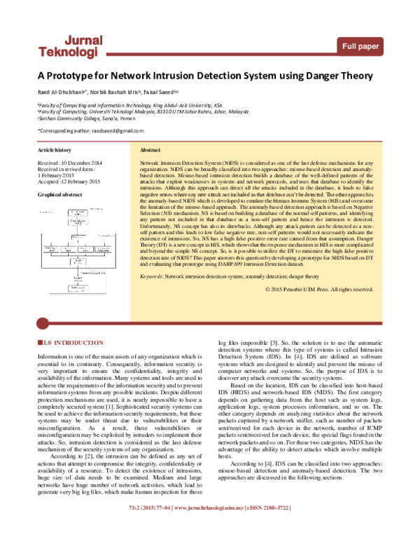 Pdf A Prototype For Network Intrusion Detection System Using Danger Theory