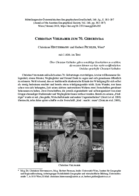 (PDF) Christian Vielhaber zum 70. Geburtstag