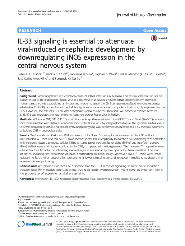 (PDF) IL-33 signaling is essential to attenuate viral-induced ...