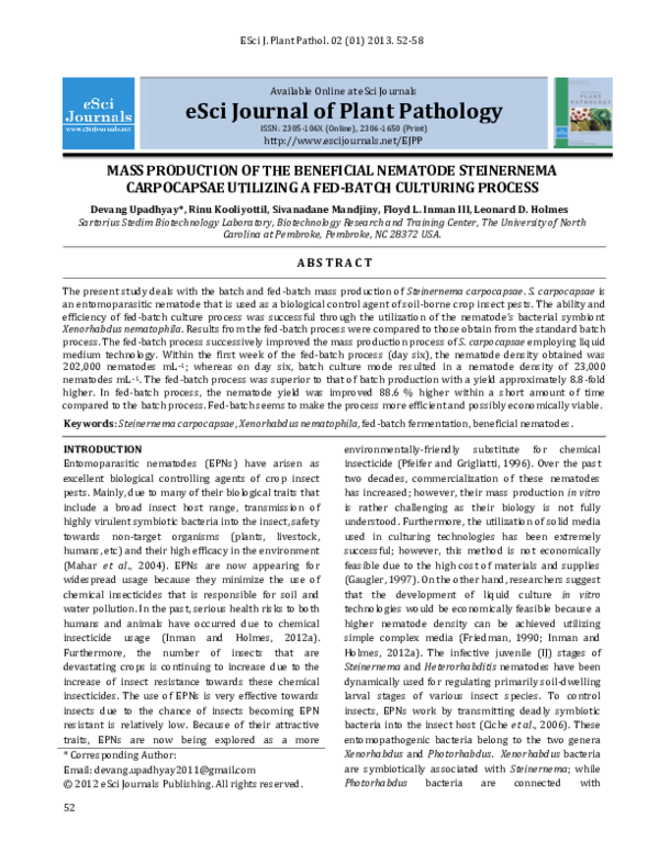 (PDF) eSci Journal of Plant Pathology MASS PRODUCTION OF THE BENEFICIAL ...