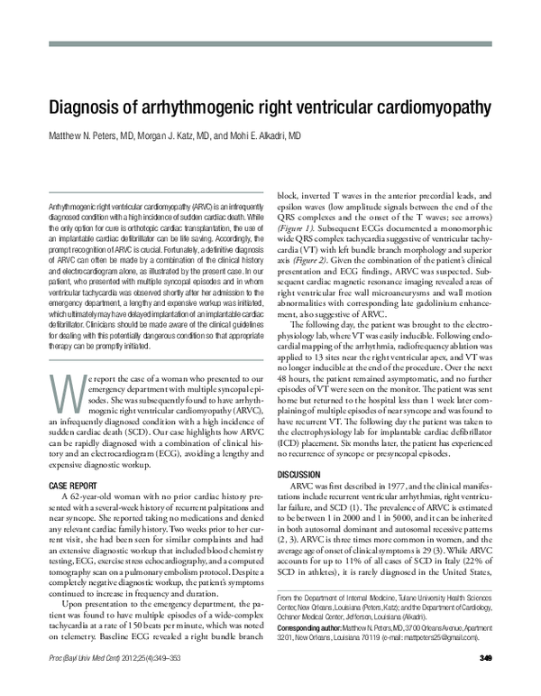 (PDF) Diagnosis of arrhythmogenic right ventricular cardiomyopathy ...