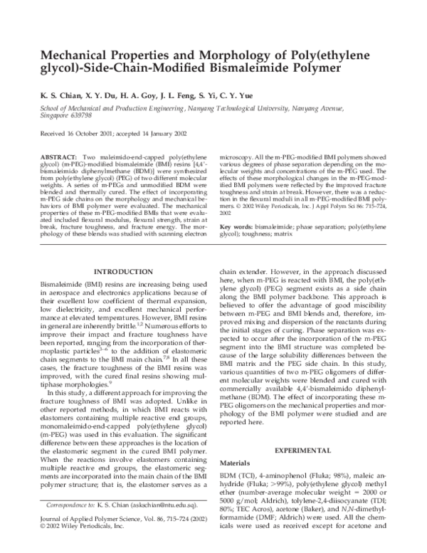 (PDF) Mechanical properties and morphology of polyethylene-polypropylene blends with controlled ...