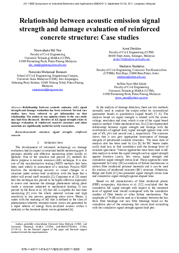 (PDF) Relationship between acoustic emission signal strength and damage ...