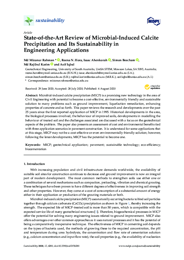 (PDF) State-of-the-Art Review of Microbial-Induced Calcite ...