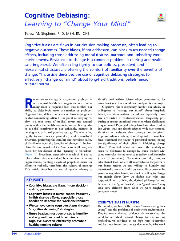 (PDF) Cognitive Debiasing: Learning to "Change Your Mind"