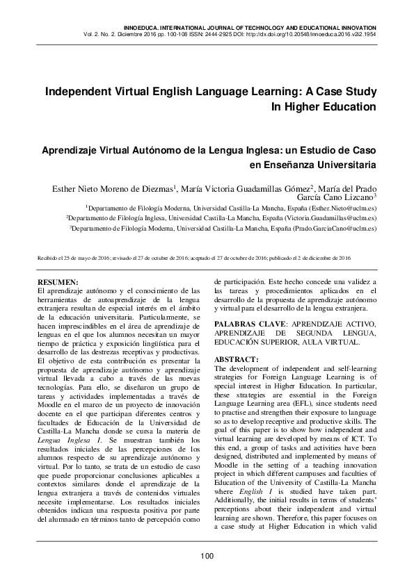 (PDF) Independient virtual english language learning: a case study in ...