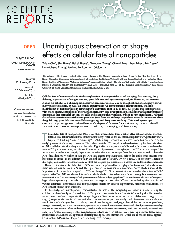 (PDF) Unambiguous observation of shape effects on cellular fate of ...