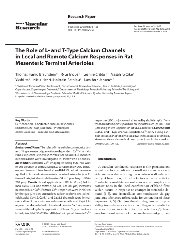(PDF) The Role of L- and T-Type Calcium Channels in Local and Remote ...