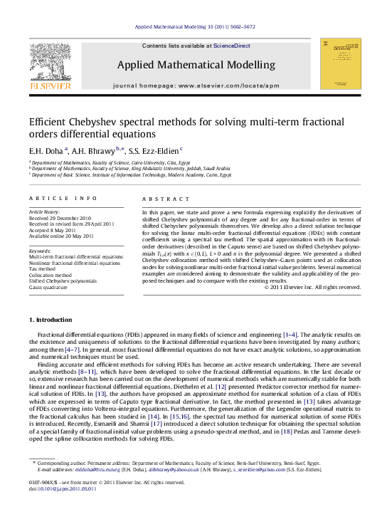 (PDF) Efficient Chebyshev spectral methods for solving multi-term ...