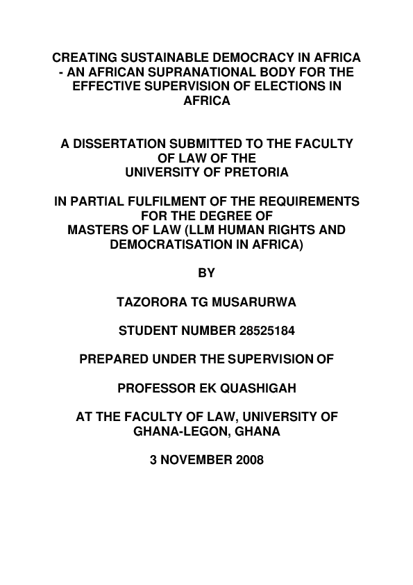 (PDF) Creating sustainable democracy in Africa - an African ...