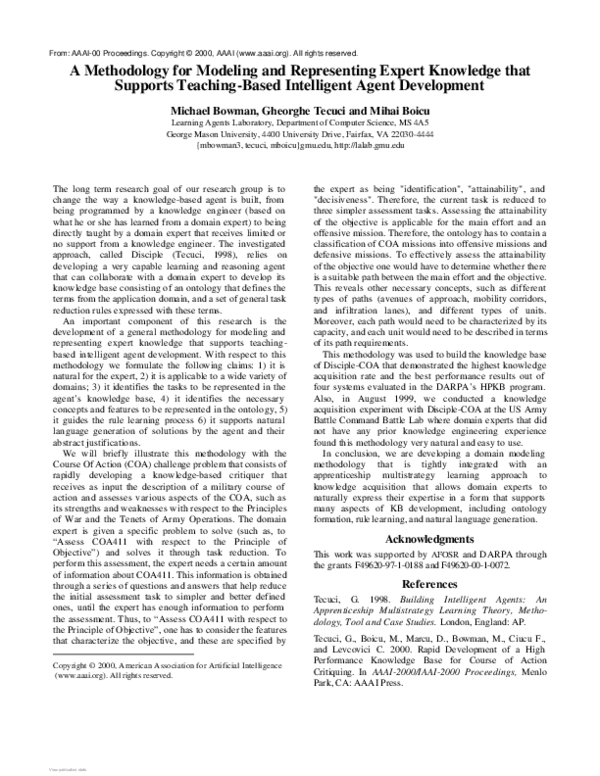 (PDF) A methodology for modeling and representing expert knowledge that supports teaching-based ...
