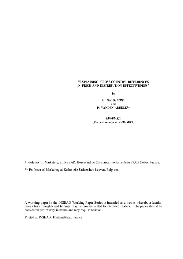 (PDF) Explaining cross-country differences in price and distribution effectiveness