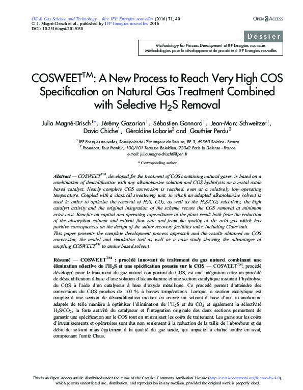 (PDF) COSWEETTM: A New Process to Reach Very High COS Specification on ...