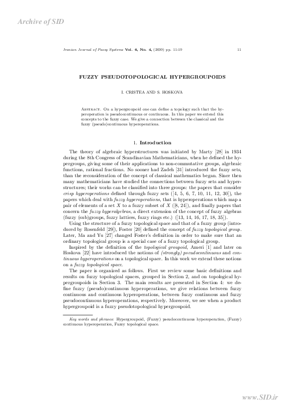 (PDF) Fuzzy pseudotopological hypergroupoids