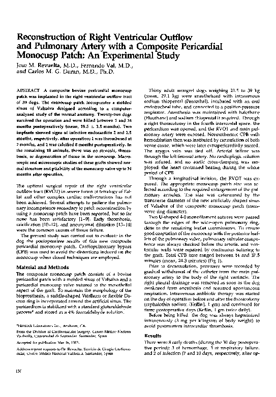 (PDF) Reconstruction of Right Ventricular Outflow and Pulmonary Artery ...