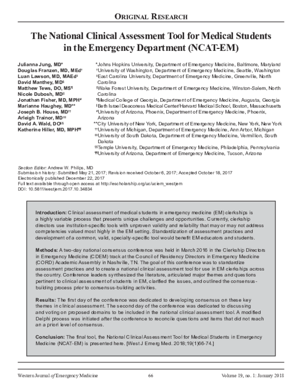 (PDF) The National Clinical Assessment Tool for Medical Students in the ...