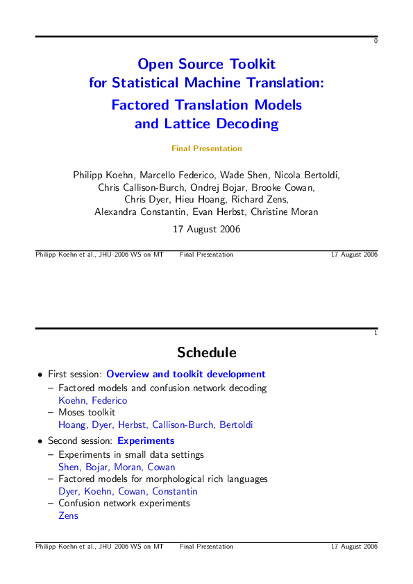 Pdf Open Source Toolkit For Statistical Machine Translation Factored