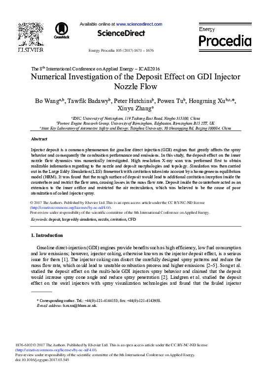 (PDF) Numerical Investigation of the Deposit Effect on GDI Injector ...