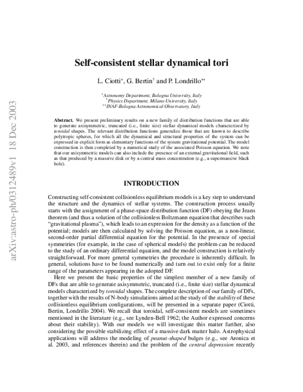 (PDF) Self-consistent stellar dynamical tori