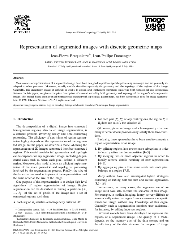 (PDF) Representation of segmented images with discrete geometric maps