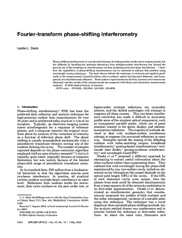 (PDF) Fourier-Transform Phase-Shifting Interferometry