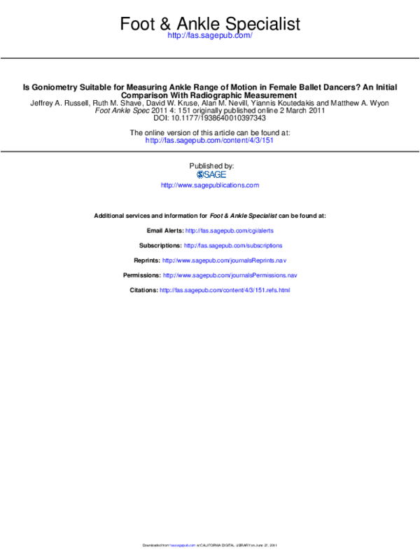(PDF) Is goniometry suitable for measuring ankle range of motion in ...