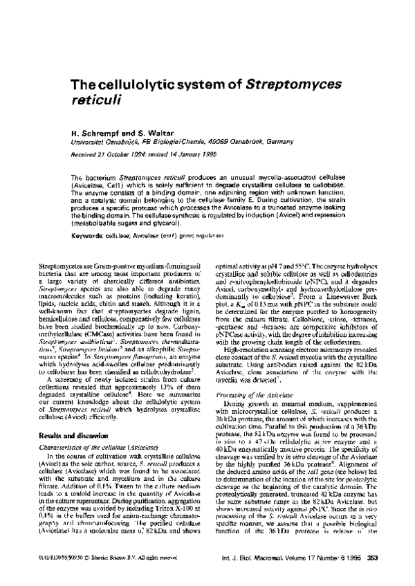 (PDF) The cellulolytic system of Streptomyces reticuli