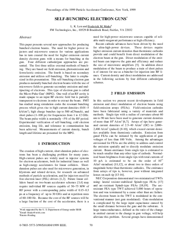 (PDF) Self-bunching electron guns