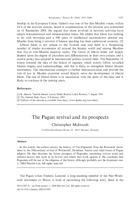 (PDF) The Pagan revival and its prospects