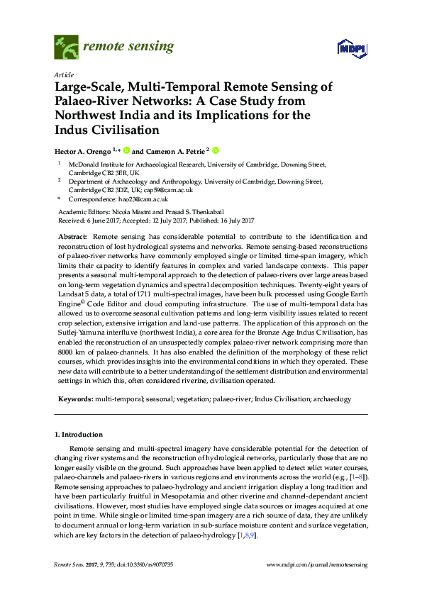 (PDF) Large-scale, Multi-temporal Remote Sensing of Palaeo-river ...