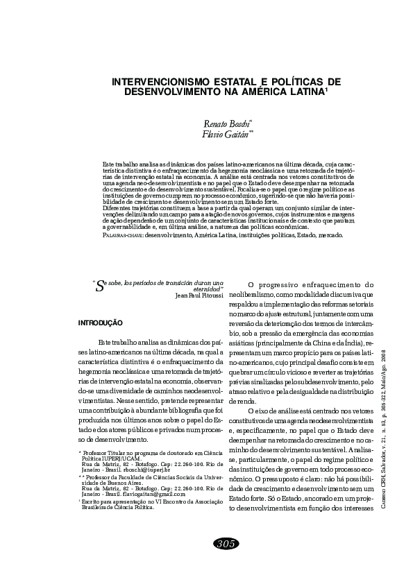 (PDF) Intervencionismo estatal e políticas de desenvolvimento na ...