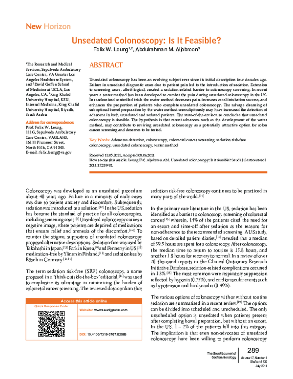 (PDF) Unsedated colonoscopy: is it feasible?