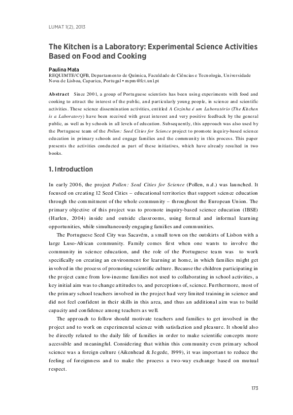 (PDF) The Kitchen is a Laboratory: Experimental Science Activities ...