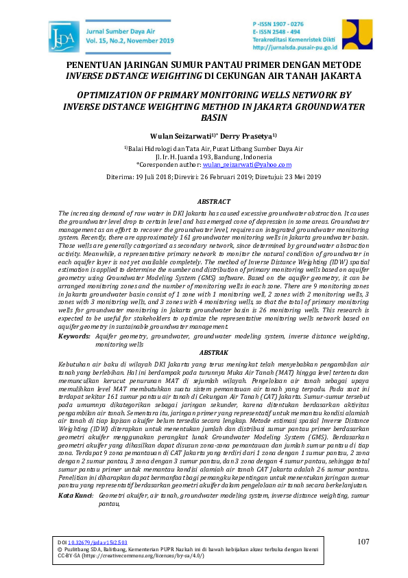 (PDF) Penentuan Jaringan Sumur Pantau Primer Dengan Metode Inverse ...