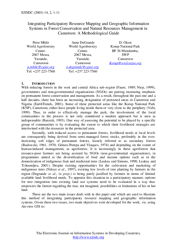 (PDF) Integrating Participatory Resource Mapping and Geographic ...