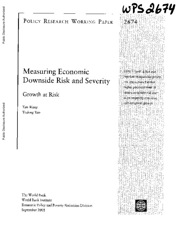 (PDF) Measuring Economic Downside Risk and Severity: Growth at Risk
