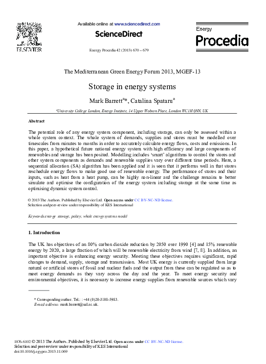 (PDF) Storage in Energy Systems | Mark Barrett - Academia.edu