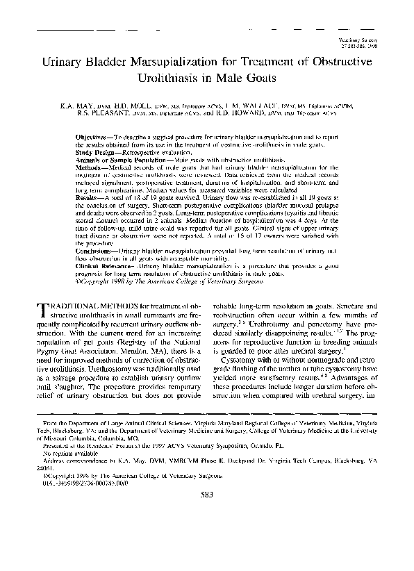 (PDF) Urinary Bladder Marsupialization for Treatment of Obstructive ...