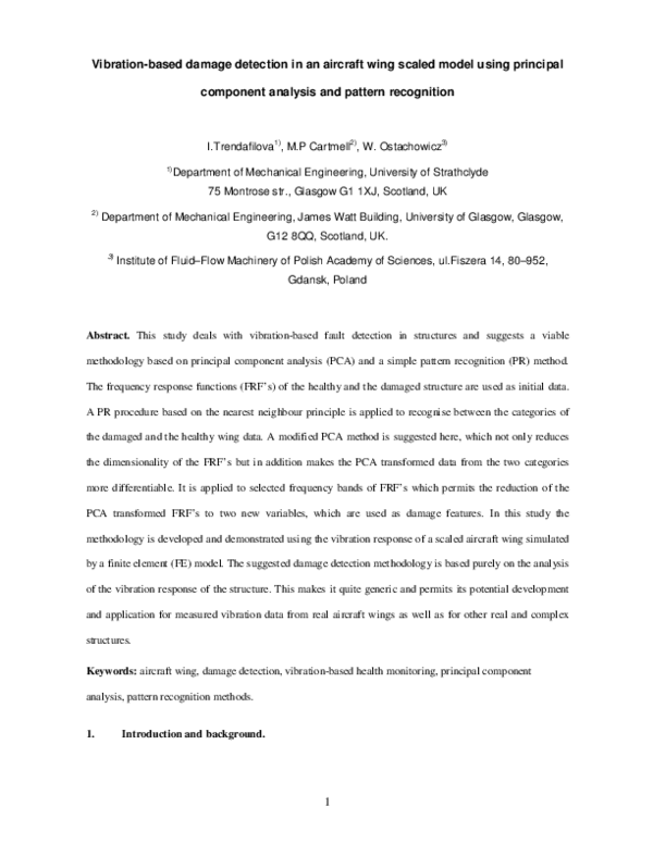 (PDF) Vibration-based damage detection in an aircraft wing scaled model using principal ...