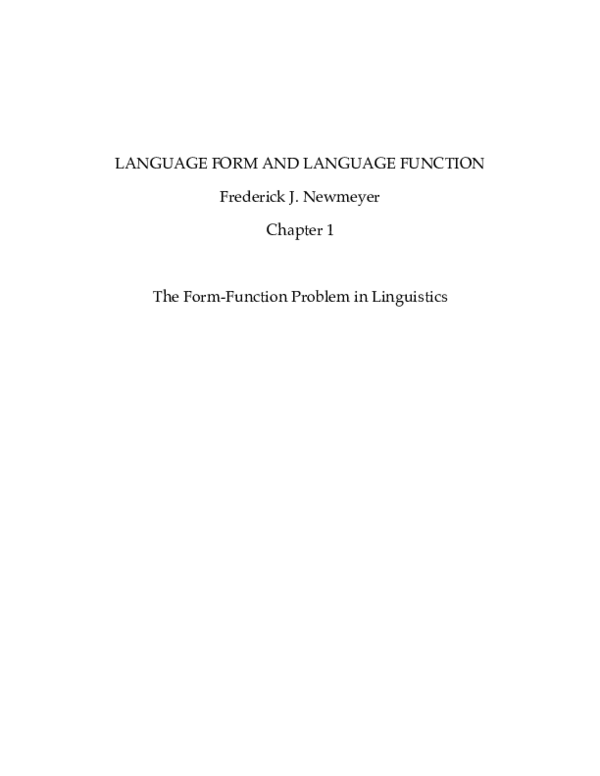 (PDF) Language form and language function