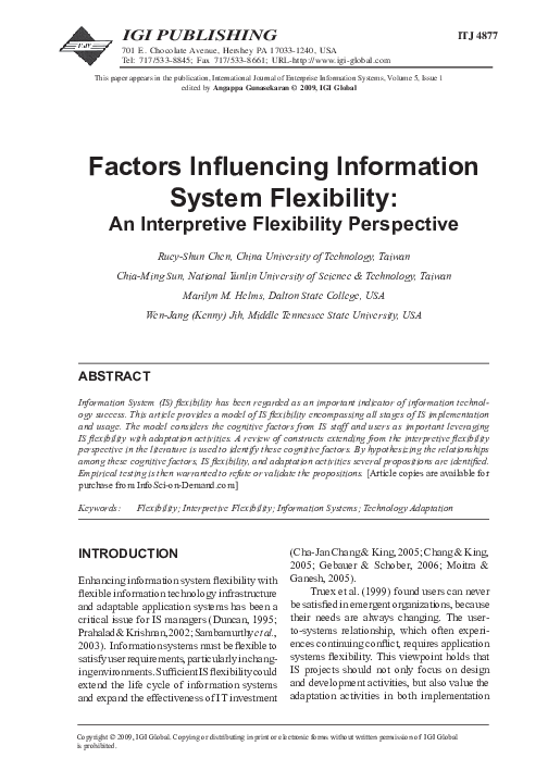 (PDF) Factors Influencing Information System Flexibility: An Interpretive Flexibility Perspective