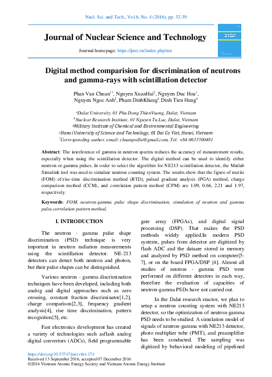 (PDF) Digital method comparision for discrimination of neutrons and gamma-rays with ...