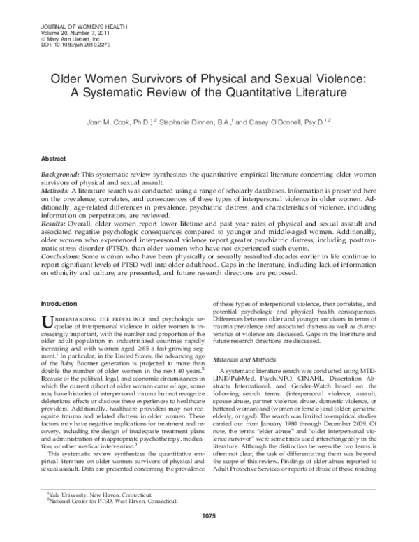 Pdf Older Women Survivors Of Physical And Sexual Violence A