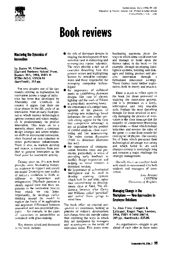 (PDF) Mastering the dynamics of innovation