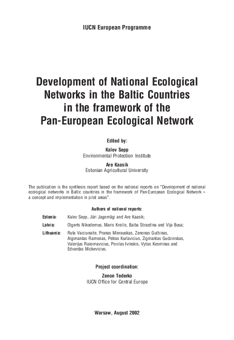 (PDF) Development of National Ecological Networks In the Baltic ...
